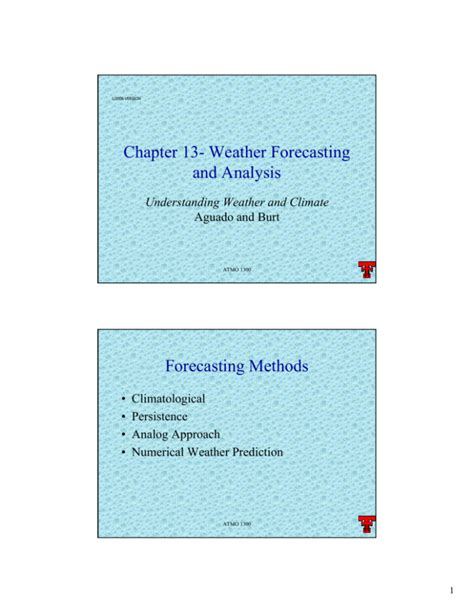 chapter 13 weather forecasting and analysis forecasting methods