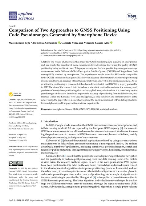 PDF Comparison Of Two Approaches To GNSS Positioning Using Code Pseudoranges Generated By