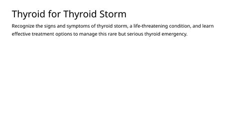 Thyroid For Thyroid Storm Medsis