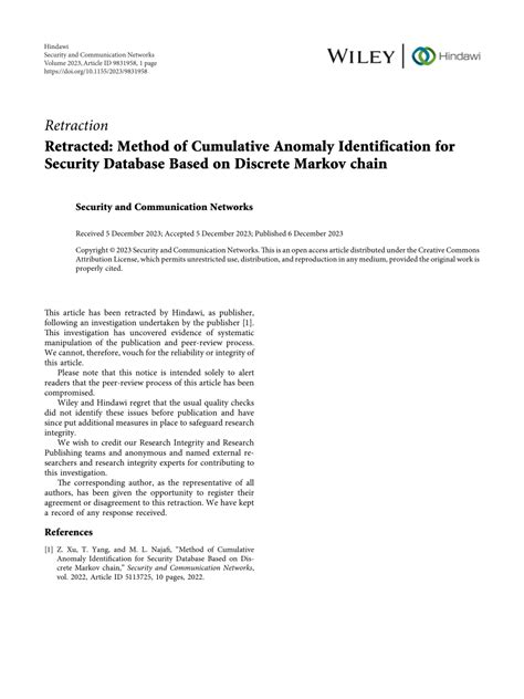 Pdf Retracted Method Of Cumulative Anomaly Identification For