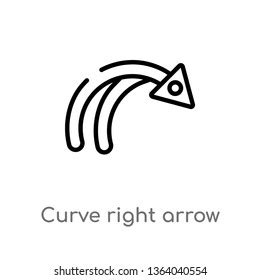 Outline Curve Right Arrow Vector Icon Stock Vector Royalty Free Shutterstock