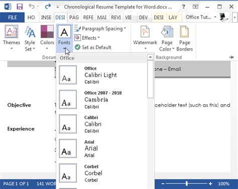 How To Create Chronological Resume In Word