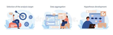 Predictive Analytics Set Process Of Using Data To Forecast Future Outcome Stock Vector