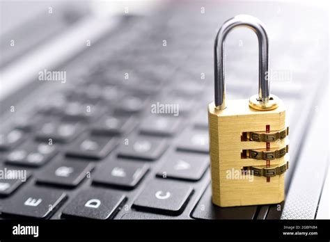 Padlock On Laptop Keyboard Cyber Security Password Concept Stock Photo Alamy