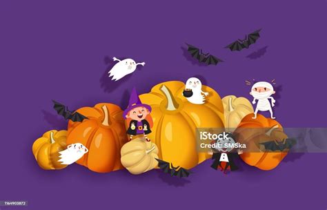 할로윈 디자인 종이 컷 마녀 구울 뱀파이어 박쥐 호박 미라 유령 0명에 대한 스톡 벡터 아트 및 기타 이미지 0명 3차원 형태 가을 Istock