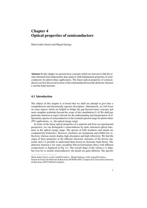Pdf Chapter 4 Optical Properties Of Semiconductors Dokumentips