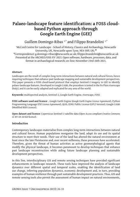 Pdf Palaeo Landscape Feature Identification A Foss Cloud Based