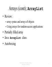 Arrays And ArrayList Review Partially Filled Array And Course Hero