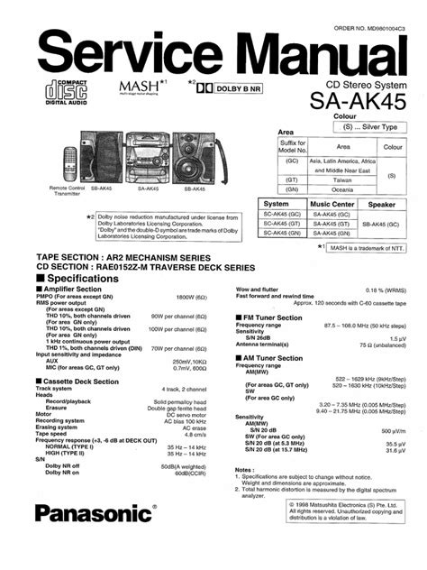 Panasonic Sa Ak45 Pdf