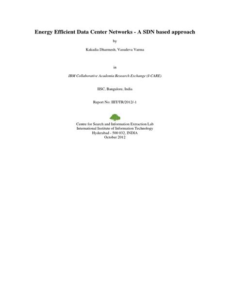 Energy Efficient Data Center Networks A Sdn Based Approach Pdf Data Center Computer Network