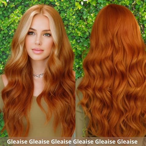 Long Wavy Redhead Wig With Blonde Ends Ginger Autumn Thanksgiving Day