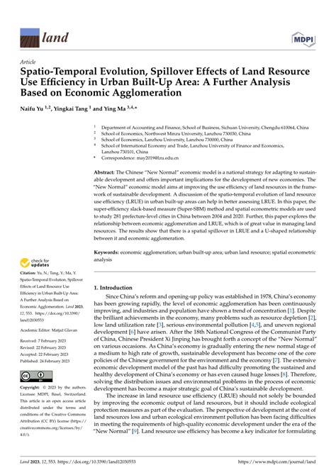 Pdf Spatio Temporal Evolution Spillover Effects Of Land Resource Use Efficiency In Urban