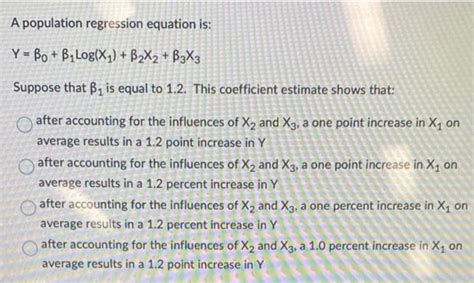 Solved A Population Regression Equation