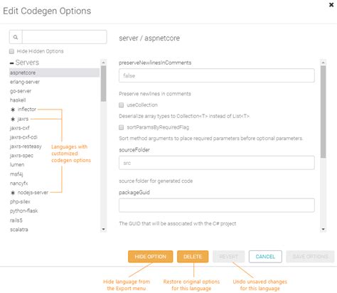 code generation options swaggerhub documentation