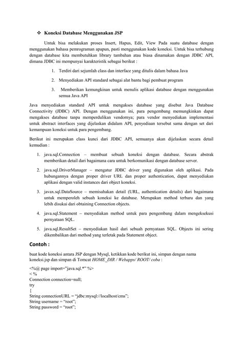 koneksi database menggunakan jsp pdf