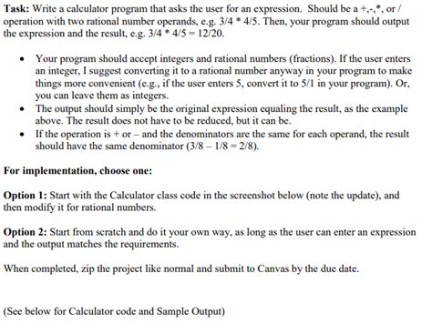 Task Write Calculator Program Asks User Expression Operation Two Rational Number Operands