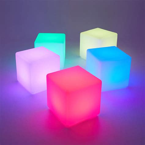 7 Multi Color Led Cube Light Shapelight For Tablesetting Loftek