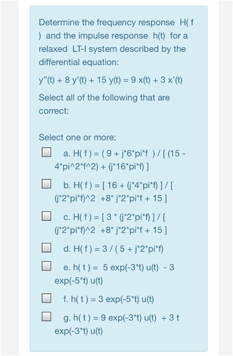 solved determine the frequency response h f and the
