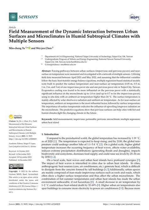 Pdf Field Measurement Of The Dynamic Interaction Between Urban Surfaces And Microclimates In
