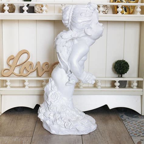 ᐉ Садова фігура Гранд Презент Ангел поцілунок дівчинка СГ046 бел