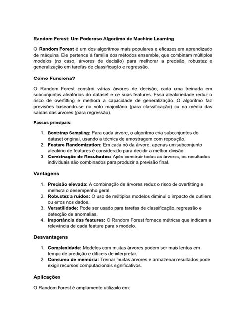 Random Forest Um Poderoso Algoritmo De Machine Learning Pdf