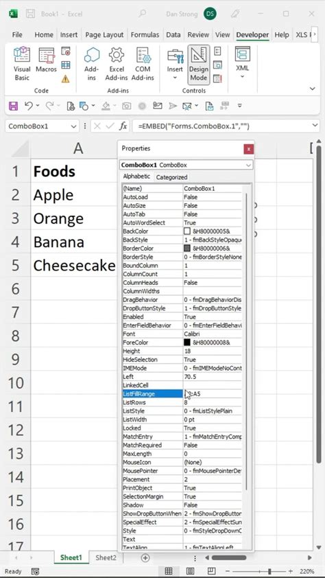 How To Make A Combobox Dropdown In Excel Youtube