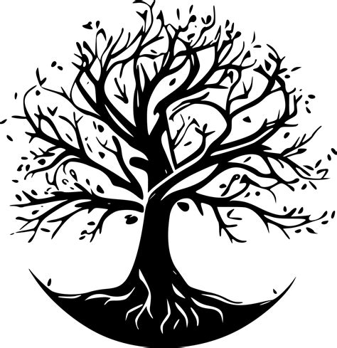 Tree Of Life Black And White Vector Illustration 24566096 Vector Art At Vecteezy