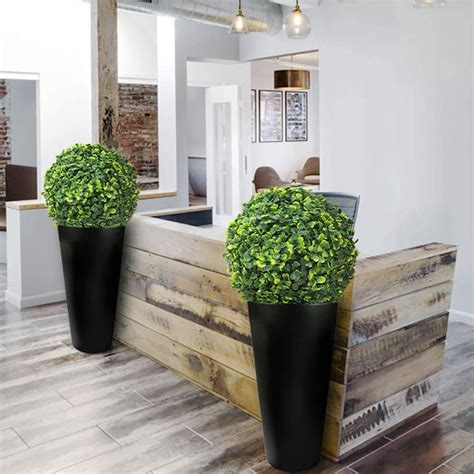 Artificial Topiary Trees Ball Lifelike Leaf Boxwood Decor Cones For