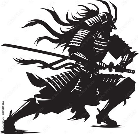 Samurai Race Silhouette Black Color And No Shadow White Color