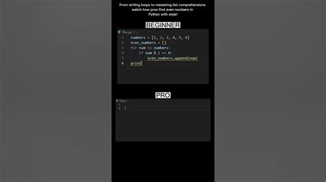 Beginner😅 Vs Pro😎 Finding Evens In Python Programming Coding Shorts