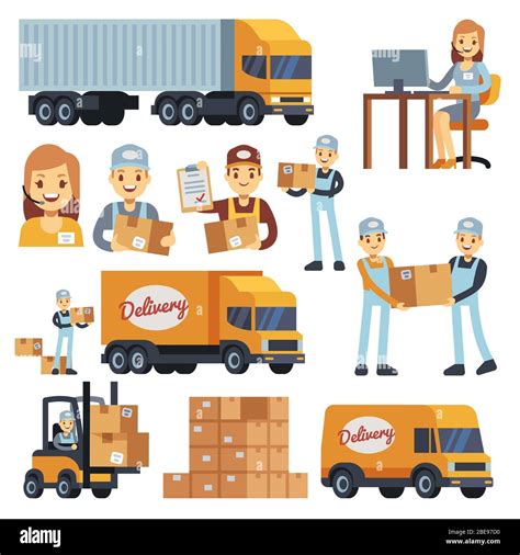 Warehouse Workers Cartoon Vector Characters Loader Delivery Man