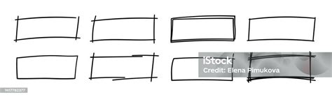 손으로 그린 사각형 프레임 지저분한 낙서 사각형 프레임 낙서 기하학적 경계 펜 잉크 빈 검정색 텍스트 상자 집합입니다 흰색 배경에 고립된 벡터 일러스트 레이 션 직사각형에