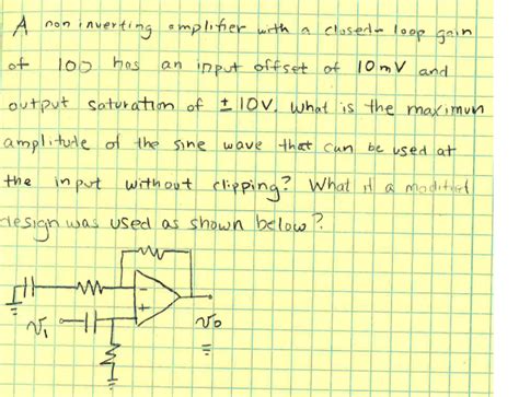 Solved A Non Inverting Amplifier With A Closed Loop Gain Of Chegg