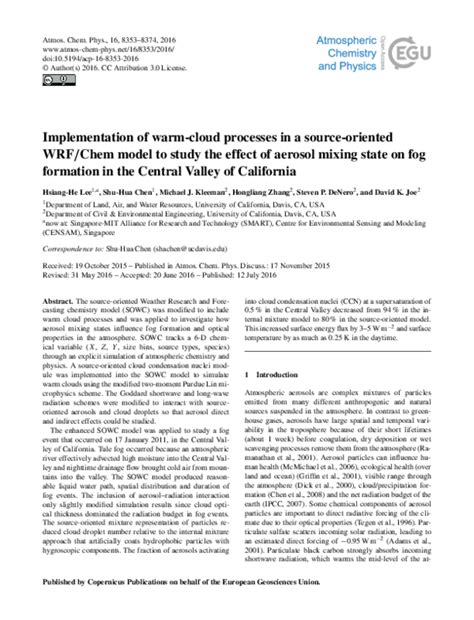 pdf implementation of warm cloud processes in a source oriented wrf