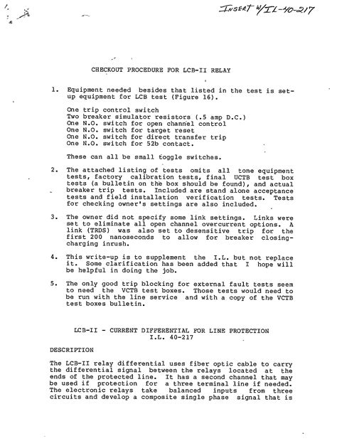 Il 40 217 Checkout Procedure For Lcb 11 Relay Manual Westinghouse