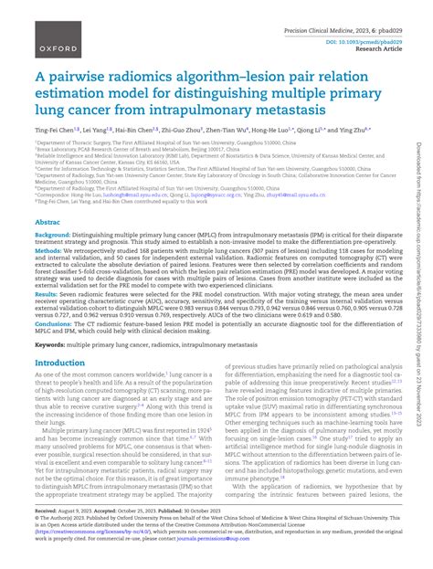 Pdf A Pairwise Radiomics Algorithm Lesion Pair Relation Estimation