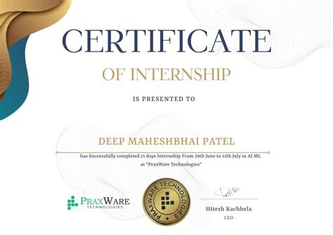 Deep Patel On Linkedin Ai Machinelearning Intership