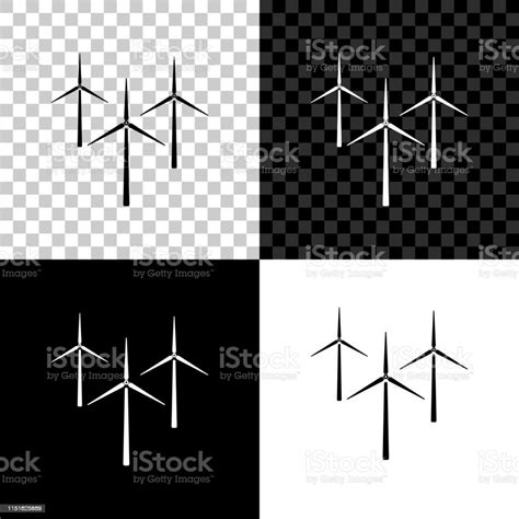 바람 터빈 아이콘 검은 색 흰색 및 투명 한 배경에 고립 풍력 발전기 표지판 풍차 실루엣입니다 전력 생산을 위한 풍차 벡터 일러스트 개념에 대한 스톡 벡터 아트 및 기타