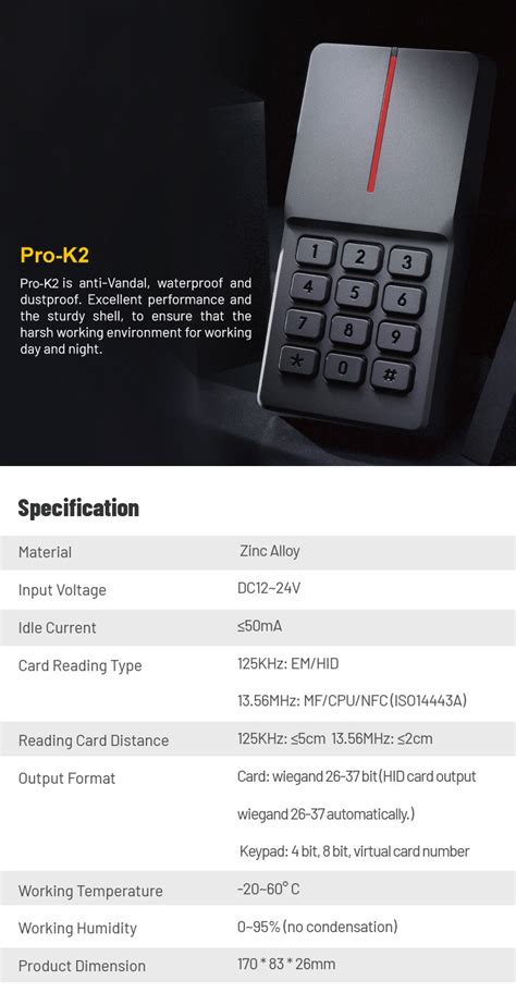 Ip Waterproof Khz Mhz Dual Frequency Security Door Standalone Proximity Controller