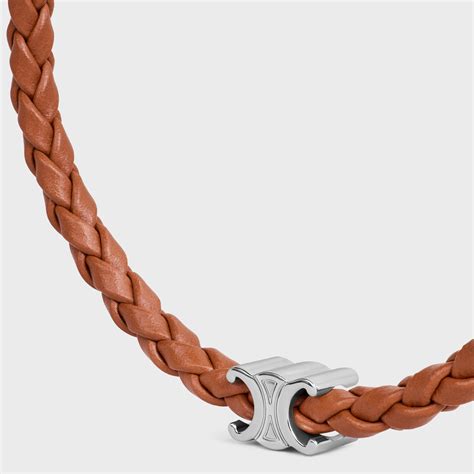 트리옹프 비치 팔찌 부드러운 카프스킨 And 로듐 피니시 브라스 탠 실버 Celine 셀린느