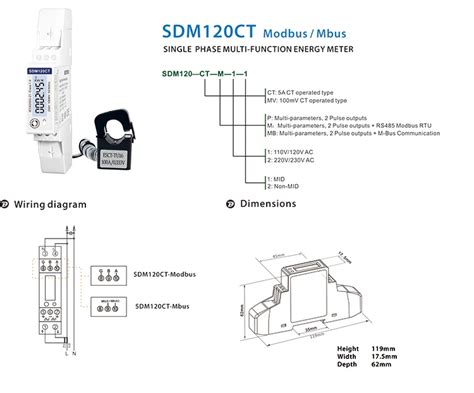 Eastron Sdm120ct Modbus Single Phase Smart Meter Multi Function Din Rail Energy Meter View