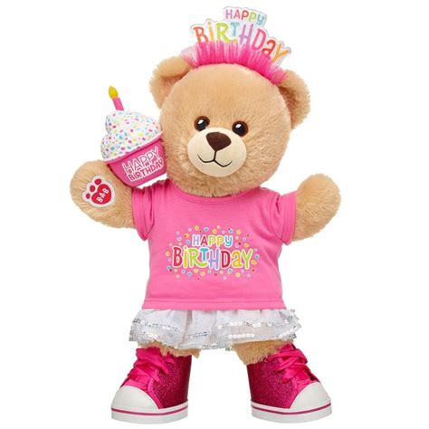 Build A Bear Birthday Treat Bear Pink T Set