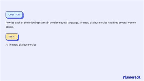 solved rewrite each of the following claims in gender neutral language