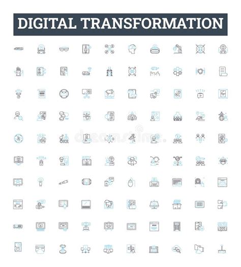 Digital Transformation Vector Line Icons Set Digital Transformation Technology Automation