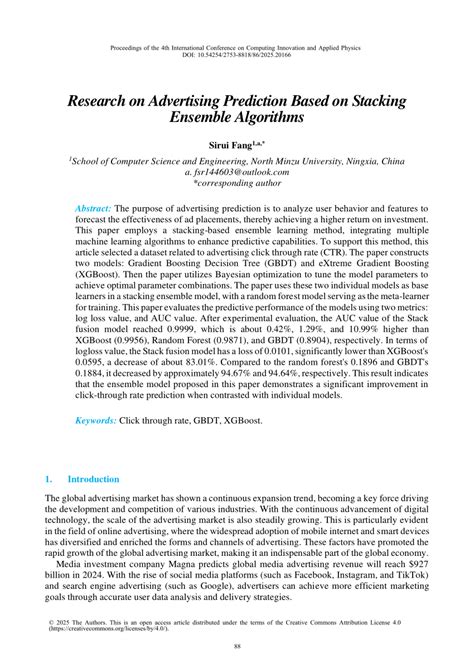 Pdf Research On Advertising Prediction Based On Stacking Ensemble Algorithms Pdf Research On Advertising Prediction Based On Stacking Ensemble Algorithms