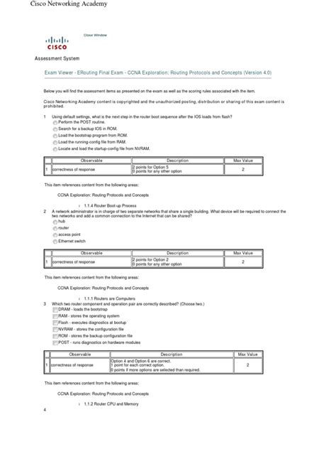 Ccna 2 Exploration Erouting Final Exam Form3 V 4 0 Pdf Routing Router Computing
