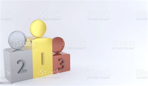 3d 렌더링 금 은과 동메달로 연단의 우승자 3d 일러스트 의식 받침대 0명에 대한 스톡 사진 및 기타 이미지 0명 1 1위 Istock