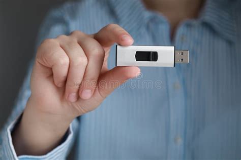 Woman Holding Usb Flash Drive Closeup View Stock Image Image Of Person Flash 262266267