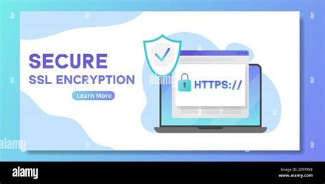 Secure Ssl Encription Banner Laptop With Opened Web Browser And Safety