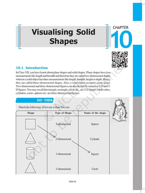 ncert book for class 8 maths chapter 10 visualizing solid